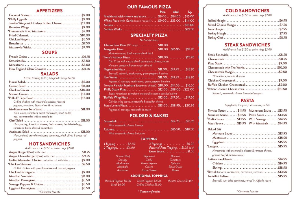 Take-Out Menu – Giuseppe's Pizza – Richboro PA